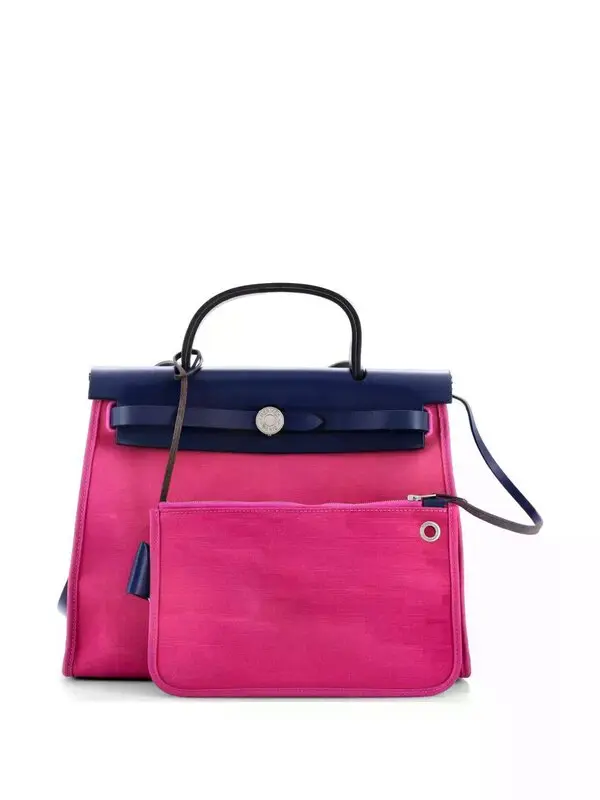 Hermès Herbag Zip Leather And Toile 31 Shoulder Bag - Blue