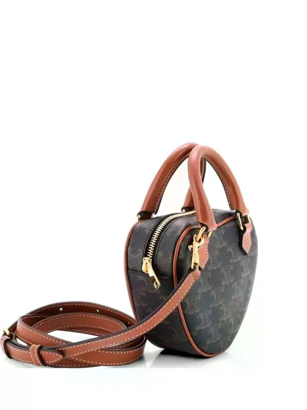 Celine Heart Bag Triomphe Coated Canvas Medium Crossbody Bag - Brown