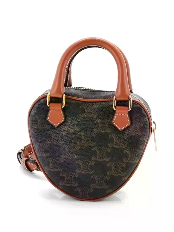 Celine Heart Bag Triomphe Coated Canvas Medium Crossbody Bag - Brown