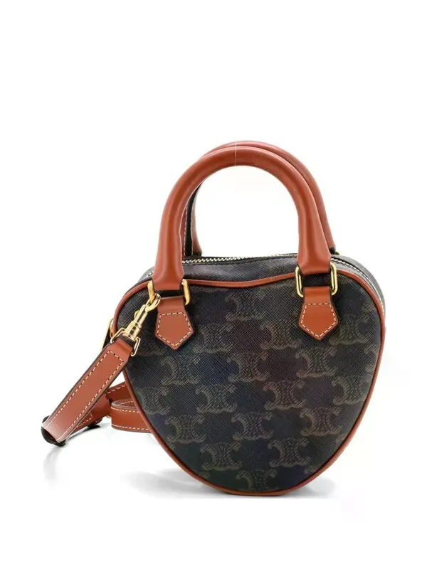 Celine Heart Bag Triomphe Coated Canvas Medium Crossbody Bag - Brown
