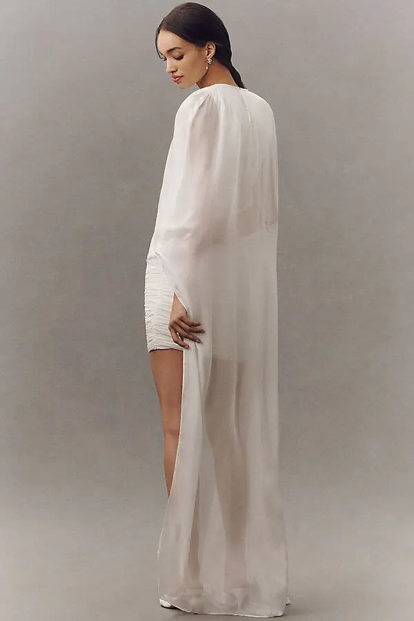 DEME BY GABRIELLA Sheer Cape High-low Mini Dress