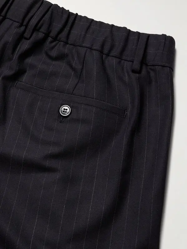 Nn07 Wide-leg Pleated Pinstriped Woven Trousers - Blue