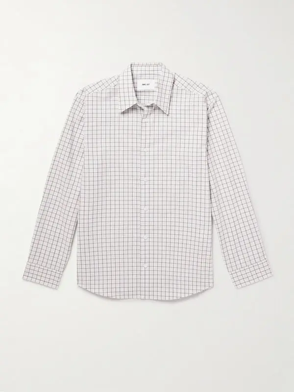 Nn07 Quinsy 50070 Checked Organic Cotton-poplin Shirt - Brown