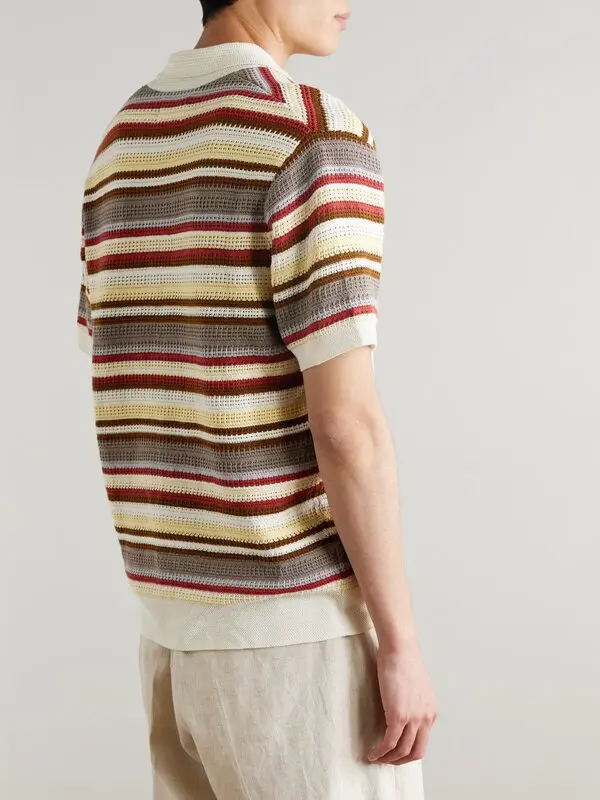 Nn07 Lars 60019 Camp-collar Striped Organic Cotton Shirt