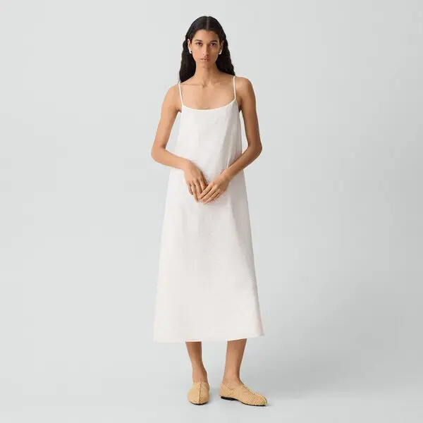 Theory Sleeveless Silk-blend Maxi Slip Dress - Ivory