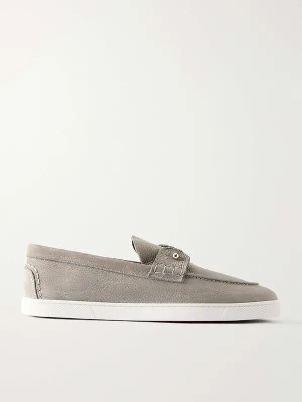 CHRISTIAN LOUBOUTIN Chambeliboat Full-grain Nubuck Loafers - Gray