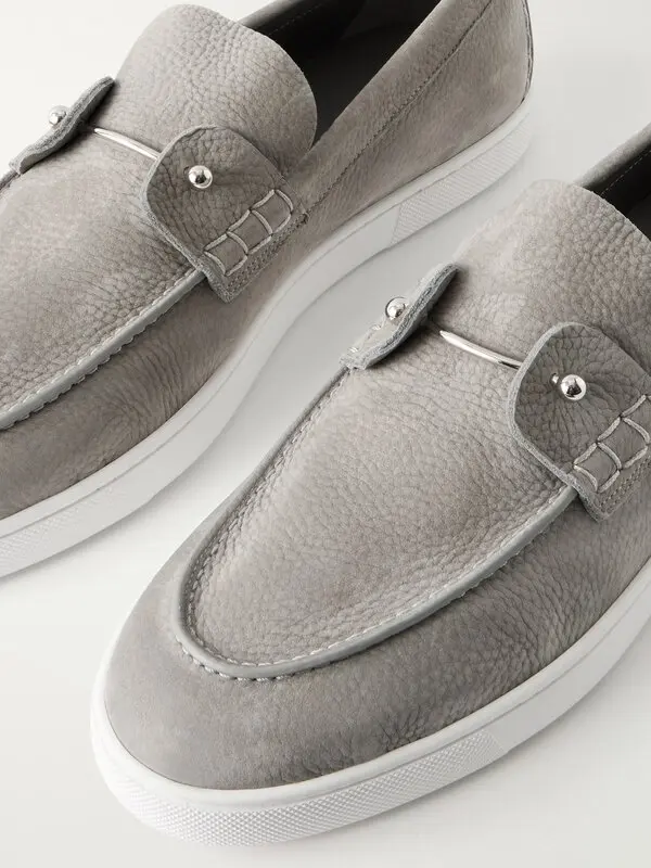 CHRISTIAN LOUBOUTIN Chambeliboat Nubuck Loafers - Gray