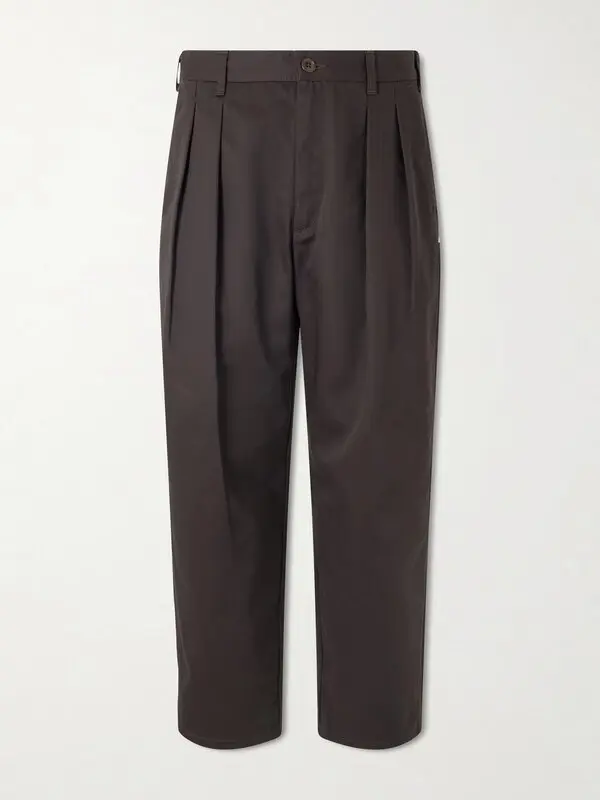 WTAPS Straight-leg Pleated Twill Trousers - Brown