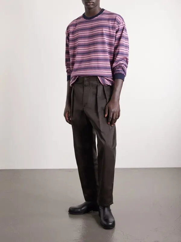 WTAPS Straight-leg Pleated Twill Trousers - Brown
