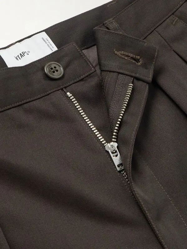 WTAPS Straight-leg Pleated Twill Trousers - Brown