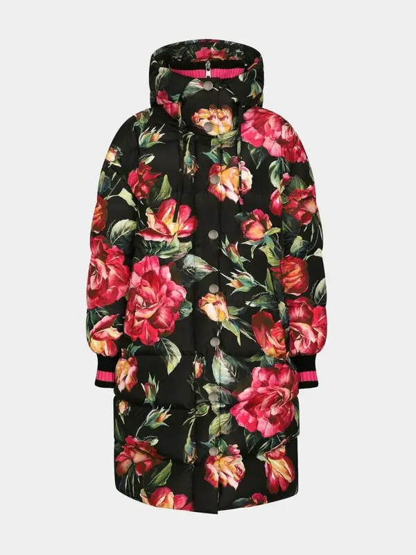 Dolce & Gabbana Floral Print Padded Long Down Jacket
