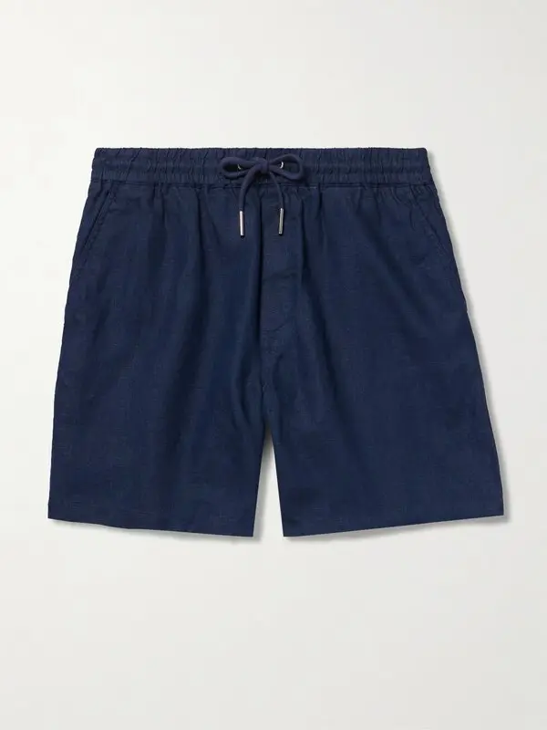Nn07 Gregor 1454 Straight-leg Linen Drawstring Shorts - Blue