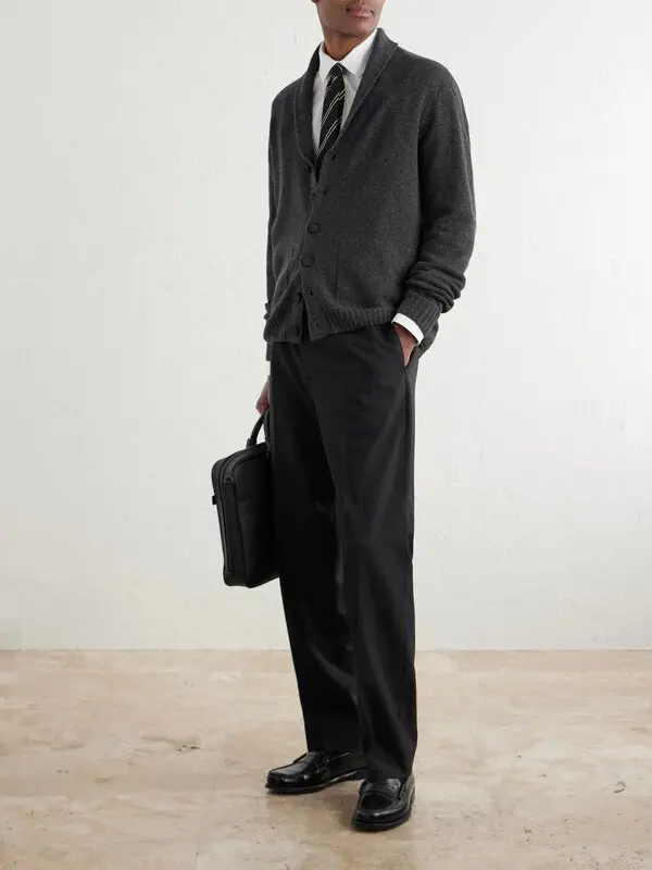 John Smedley Shawl Collar Recycled Cashmere And Merino Wool-blend Cardigan - Gray