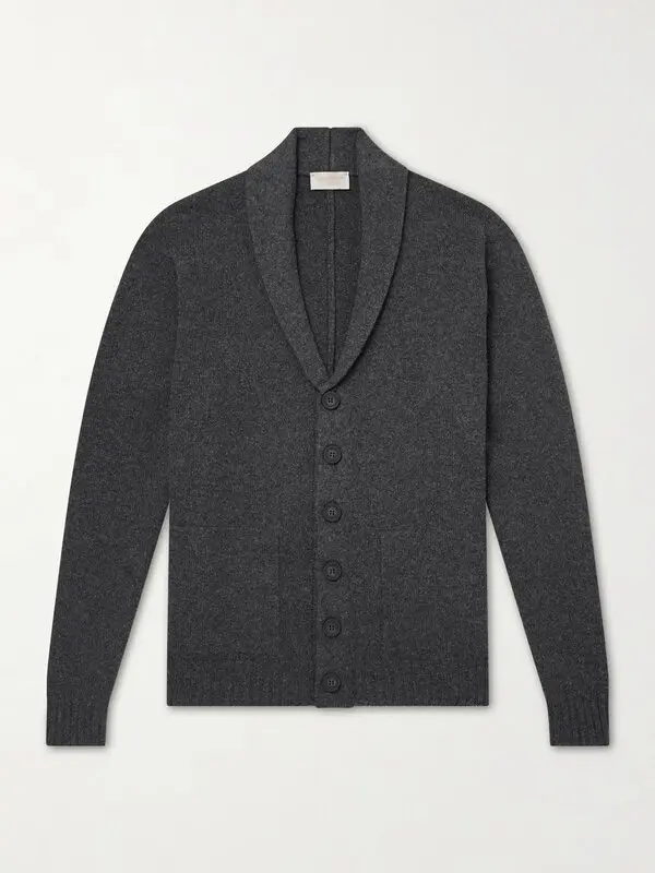 John Smedley Shawl Collar Recycled Cashmere And Merino Wool-blend Cardigan - Gray