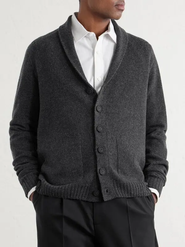 John Smedley Shawl Collar Recycled Cashmere And Merino Wool-blend Cardigan - Gray