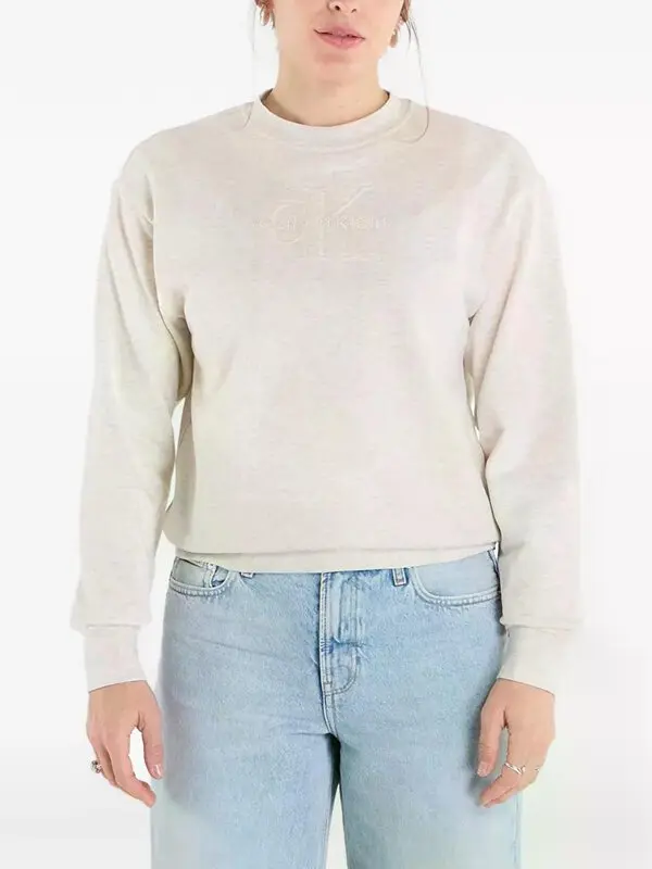 Calvin Klein Embroidered Logo Sweatshirt - Neutrals