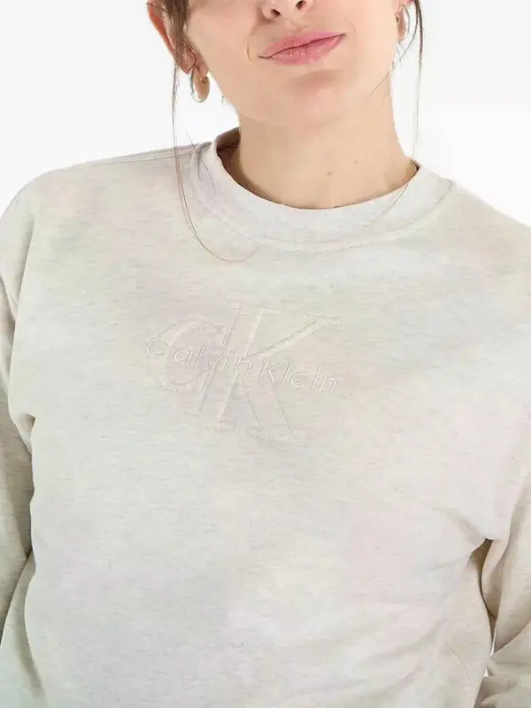 Calvin Klein Embroidered Logo Sweatshirt - Neutrals