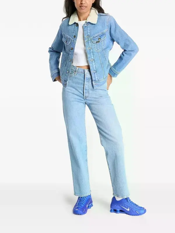 LEEM Rider Denim Jacket With Shearling Collar