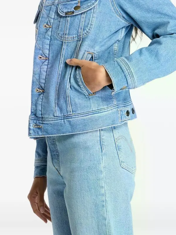 LEEM Rider Denim Jacket With Shearling Collar