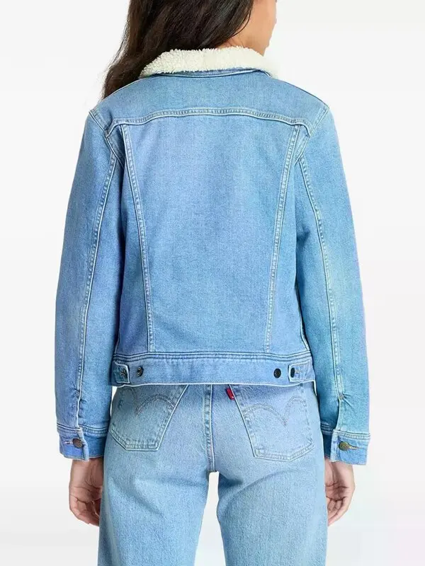 LEEM Rider Denim Jacket With Shearling Collar