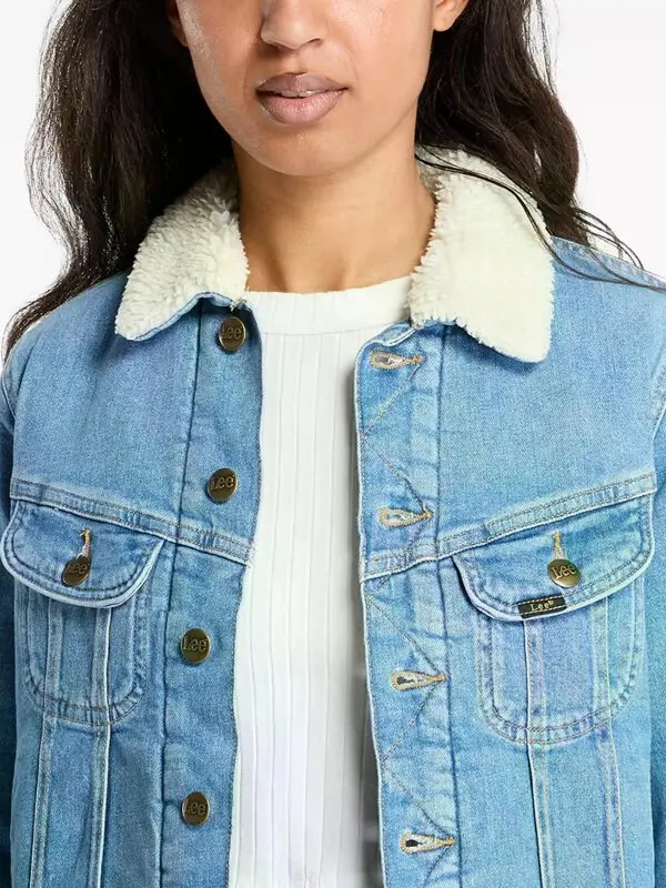 LEEM Rider Denim Jacket With Shearling Collar