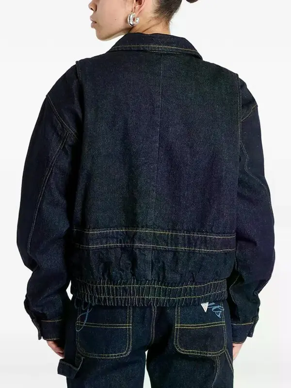 Guess Logo Embroidered Zip Jacket