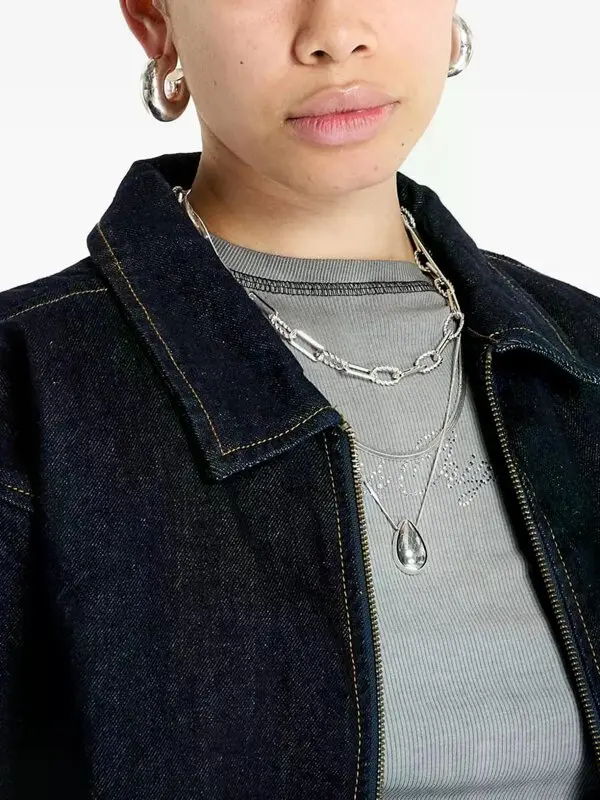 Guess Logo Embroidered Zip Jacket