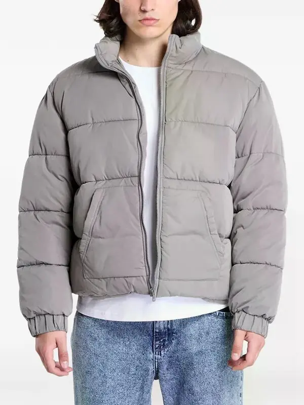 URBAN CLASSICS Cropped Puffer Jacket With High Neck - Grey