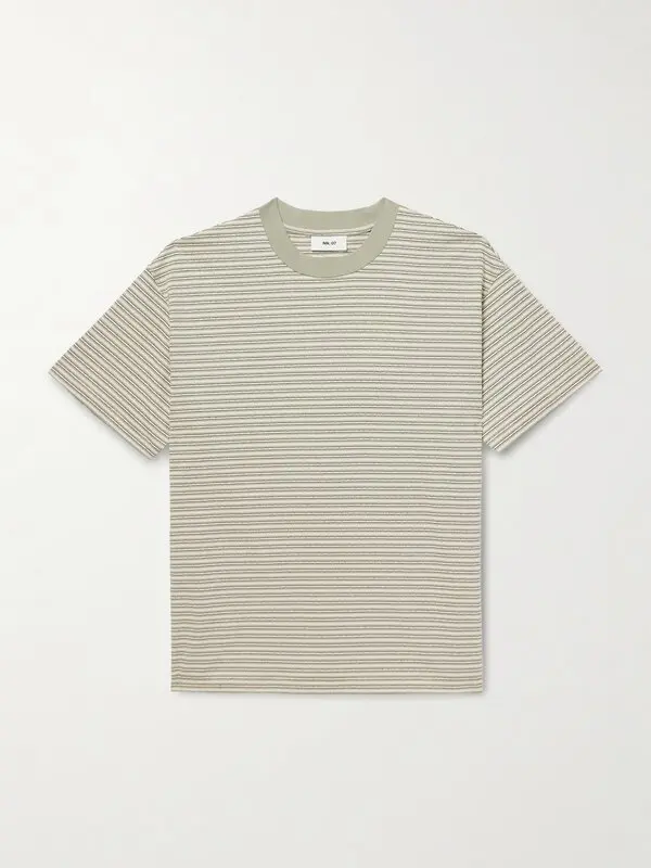 Nn07 Lionel 30046 Striped Cotton-jersey T-shirt - Green