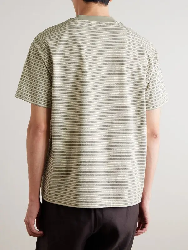 Nn07 Lionel 30046 Striped Cotton-jersey T-shirt - Green