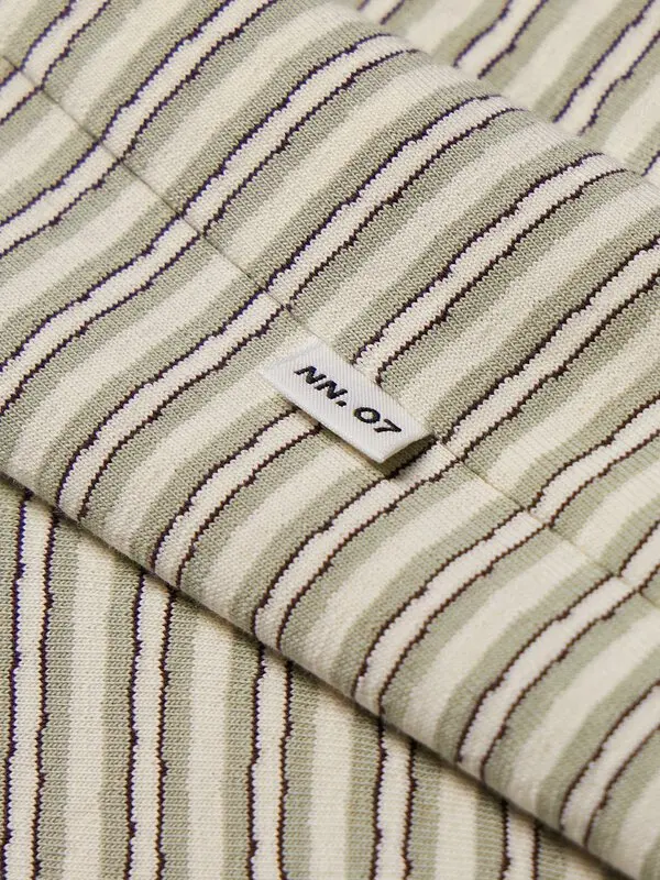 Nn07 Lionel 30046 Striped Cotton-jersey T-shirt - Green
