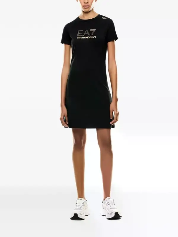 EA7 Crewneck Mini Dress With Logo Detail