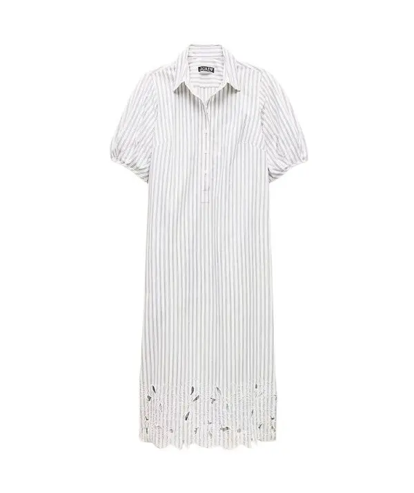 J. Crew Embroidered Shirt Dress With Puff Sleeves