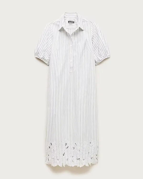 J. Crew Embroidered Shirt Dress With Puff Sleeves