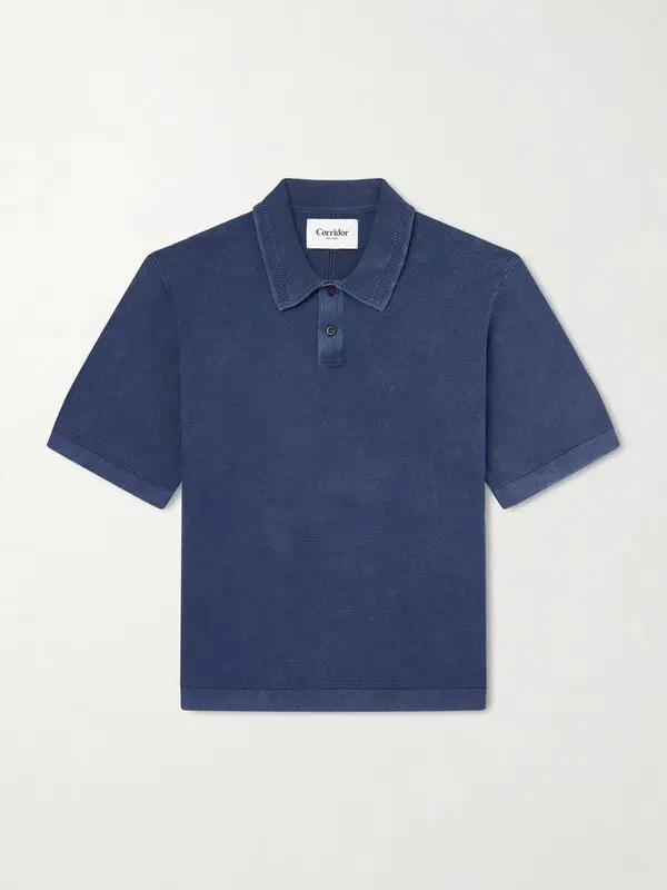 CORRIDOR Cotton-piqué Polo Shirt - Blue