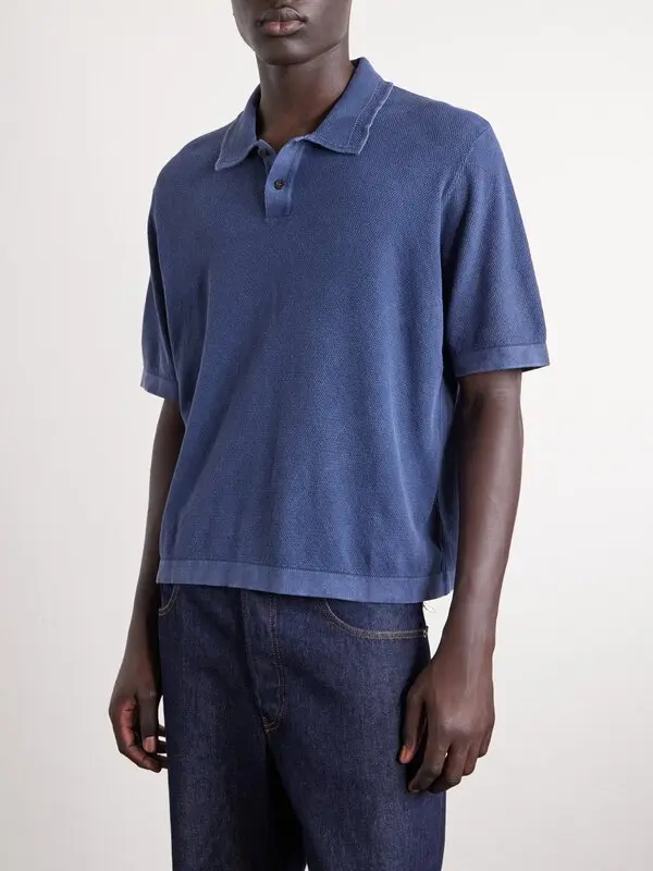 CORRIDOR Cotton-piqué Polo Shirt - Blue
