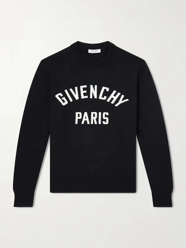 Givenchy Logo Intarsia Cotton-blend Sweater - Black