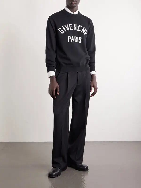 Givenchy Logo Intarsia Cotton-blend Sweater - Black