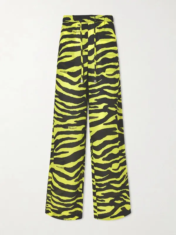 Attico Zebra-print Cotton Mid-rise Wide-leg Pants - Yellow