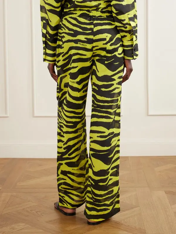 Attico Zebra-print Cotton Mid-rise Wide-leg Pants - Yellow