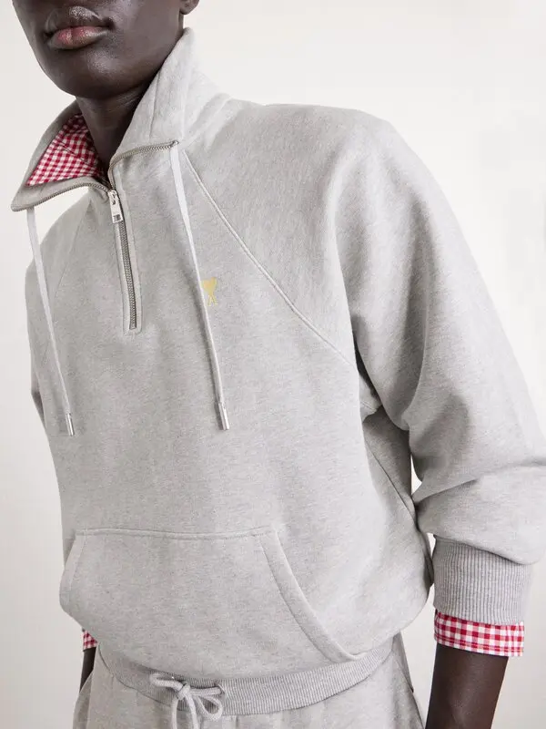 AMI Paris Logo-embroidered Half-zip Sweater