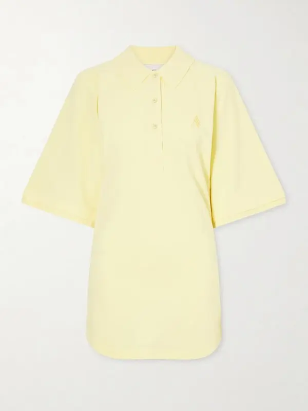 Attico Logo-embroidered Cotton-piqué Mini Dress - Yellow