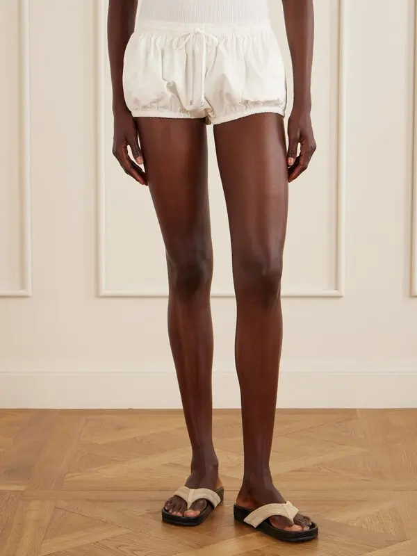 Attico Embroidered Cotton-blend Balloon Shorts