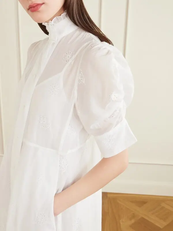 Thierry Colson Venetia Broderie Anglaise Cotton Midi Dress