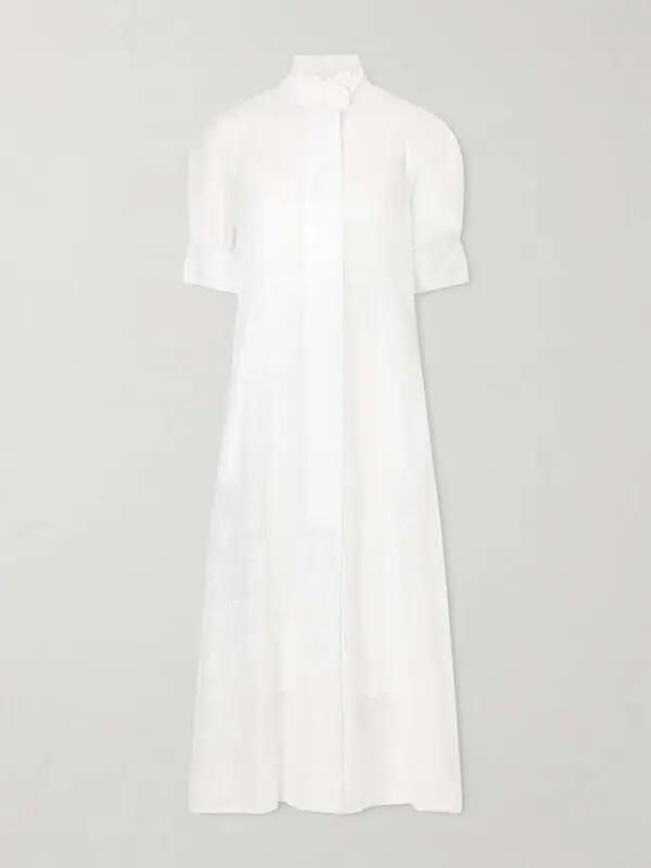 Thierry Colson Venetia Ruffled Broderie Anglaise Cotton Midi Dress - Off-white