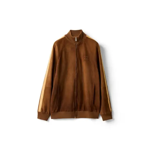 Miu Miu Waxed Suede Jacket With Ribbed Details