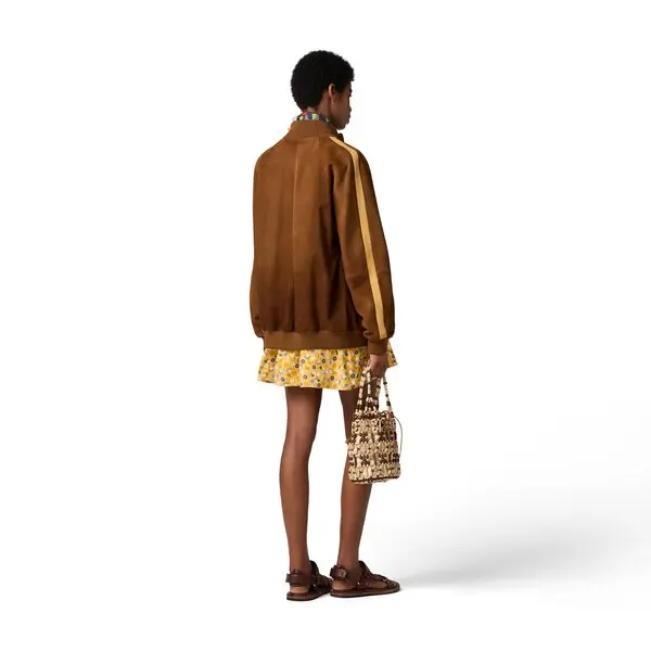 Miu Miu Waxed Suede Jacket With Ribbed Details