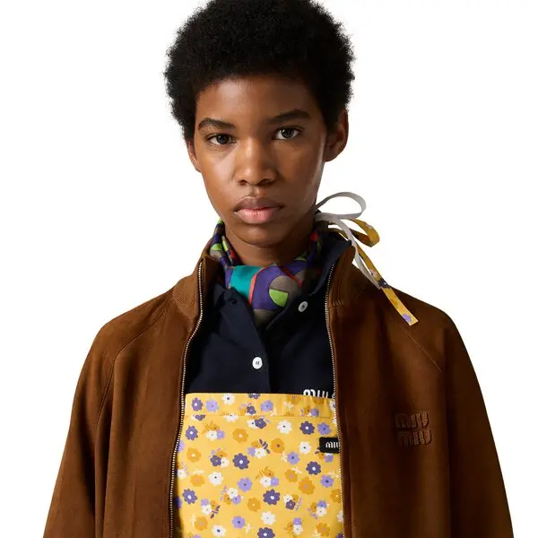 Miu Miu Waxed Suede Jacket With Ribbed Details
