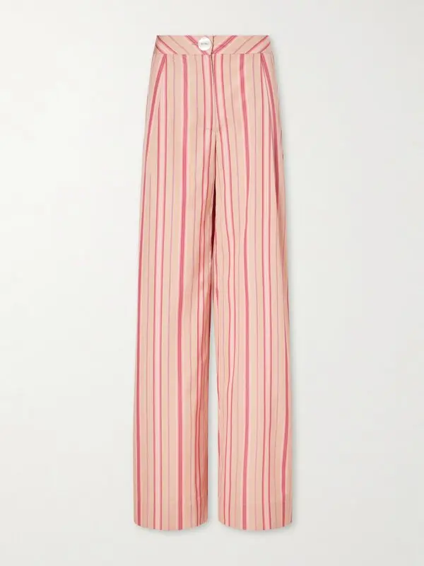 Thierry Colson Loulou Striped Cotton-poplin Wide-leg Pants - Pink