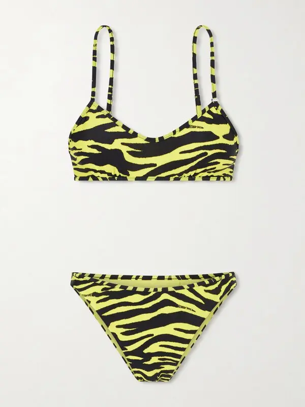 Attico Animal Print Triangle Bikini - Yellow